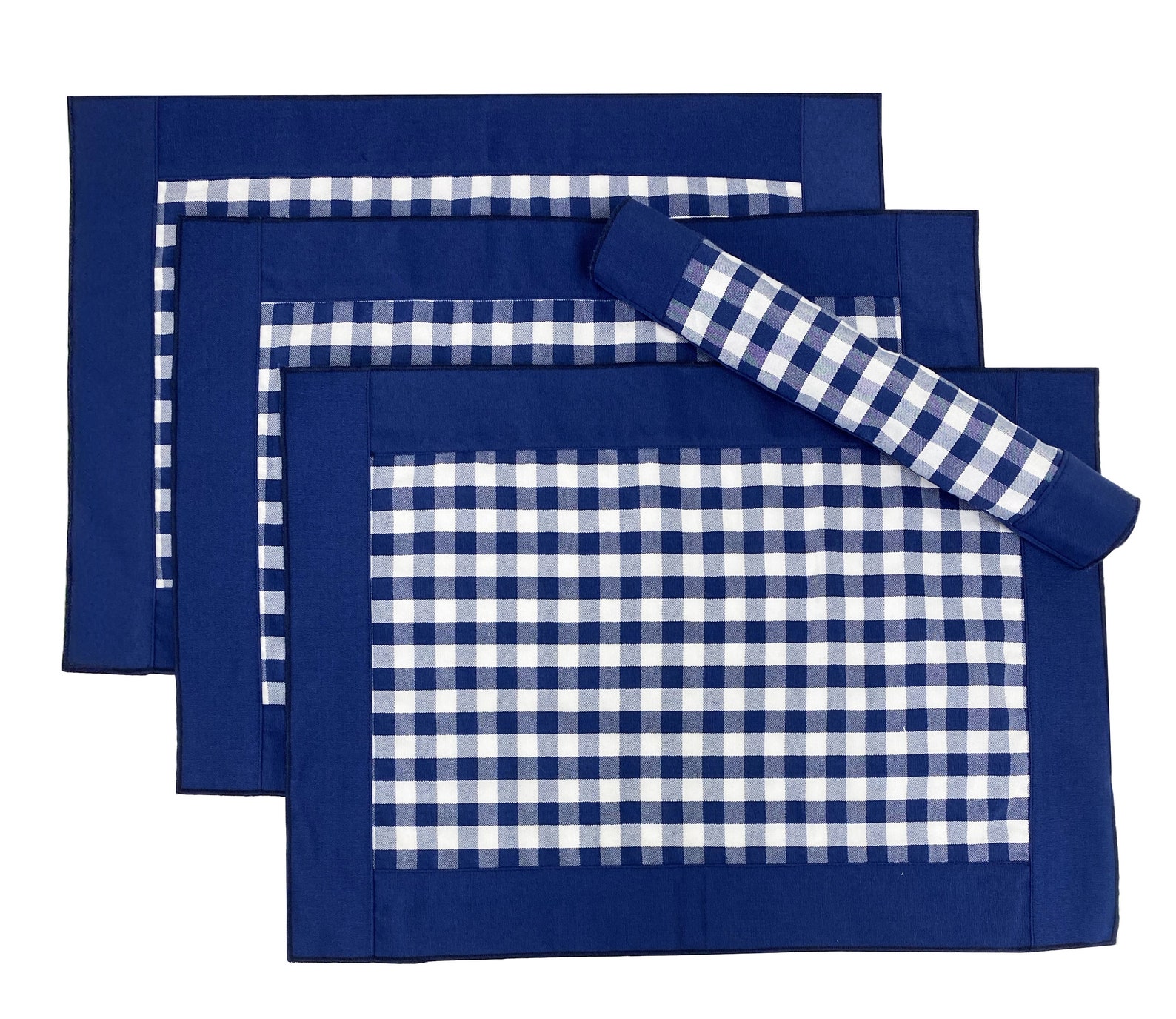 Solid Trim Buffalo Plaid Reversible Placemats Set of 4 - Etsy