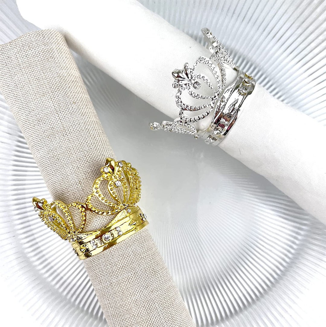 Jeweled Crown Metal Napkin Rings Set of 4 Elegant Rhinestone - Etsy