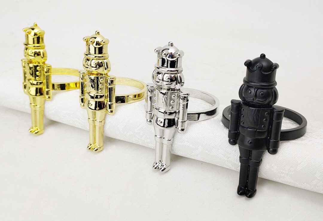 Nutcracker Metal Decorative Set of 4 Napkin Rings. Holiday Napkin ...