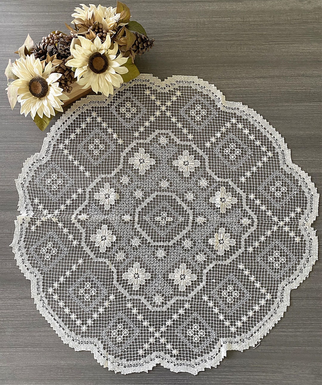 Classic All-over Tuscany Lace Cotton Topper Tablecloth in - Etsy