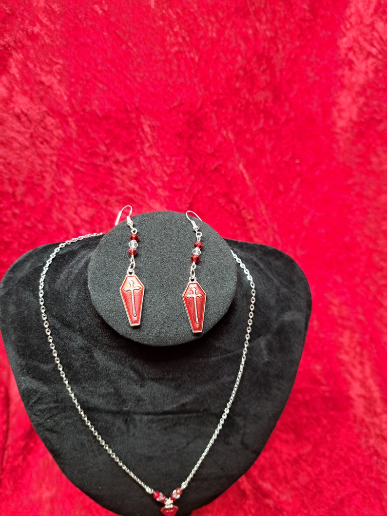 Coffin Cross Necklace & Earring Set - Etsy