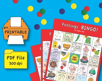 Feelings Bingo Game Digital Download emotion (Instant Download) - Etsy