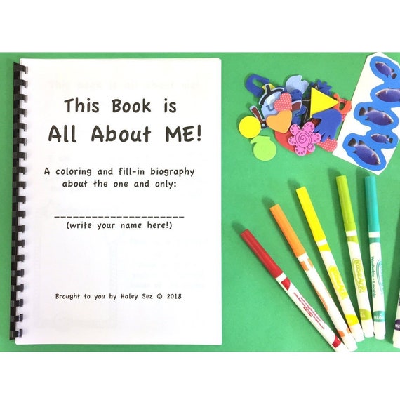 All About ME A Coloring and Fill-in Biography activity book | Etsy