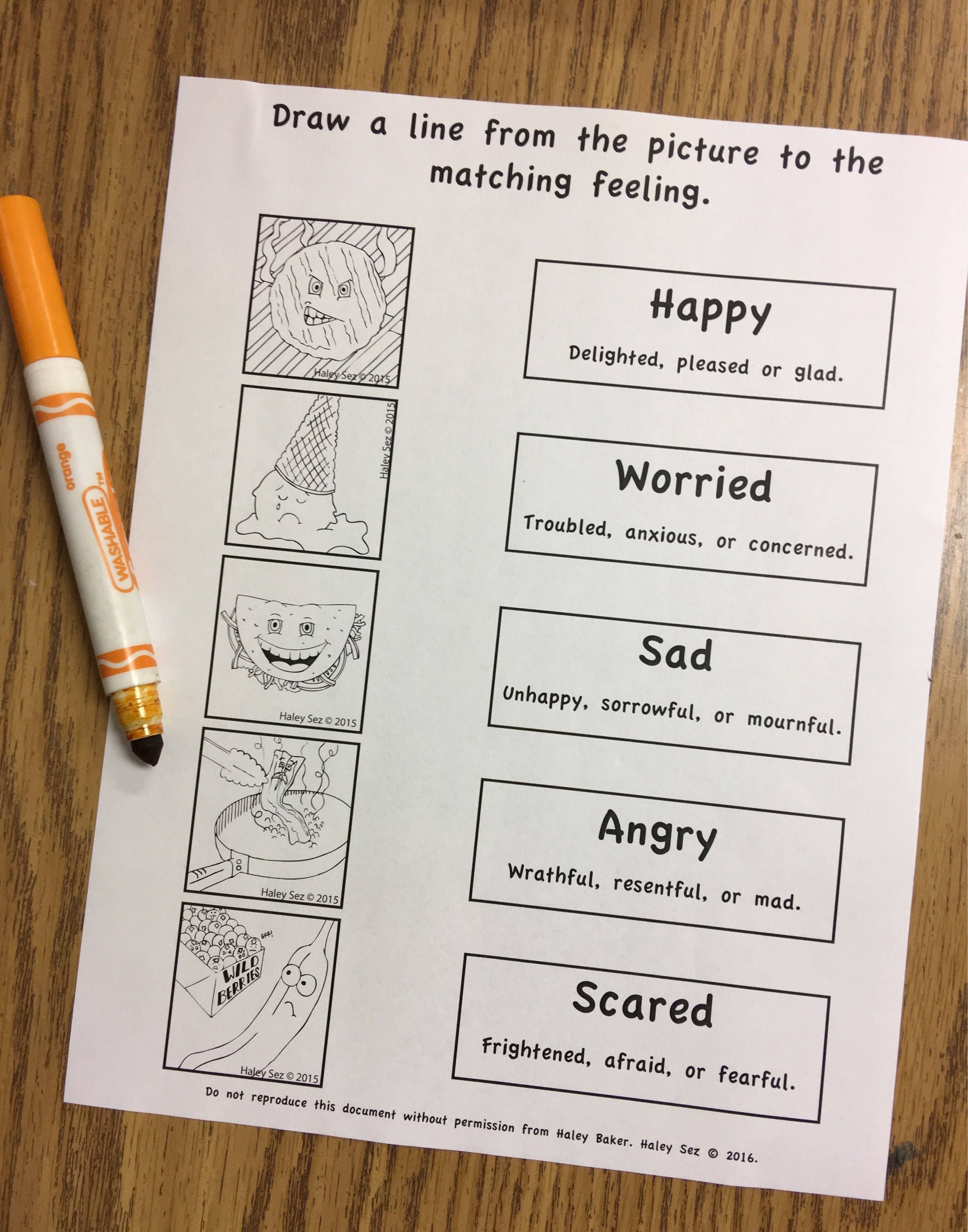 Feelings Matching Drawing and Self-Care Lists Worksheet Pack | Etsy
