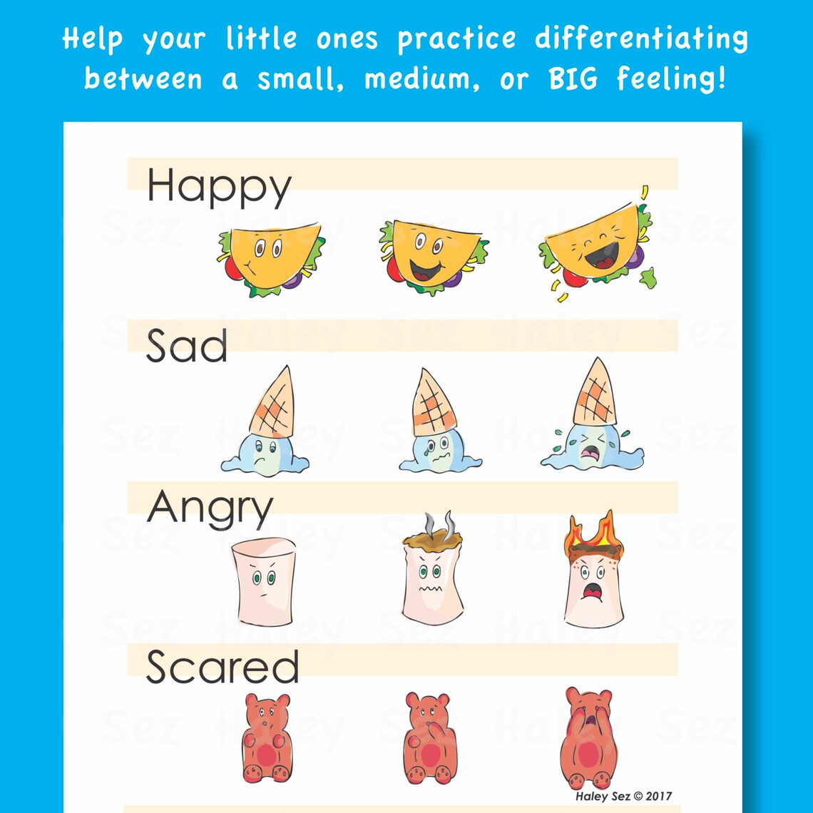 Printable My First Funny Food Feelings Chart, PDF File, Instant ...