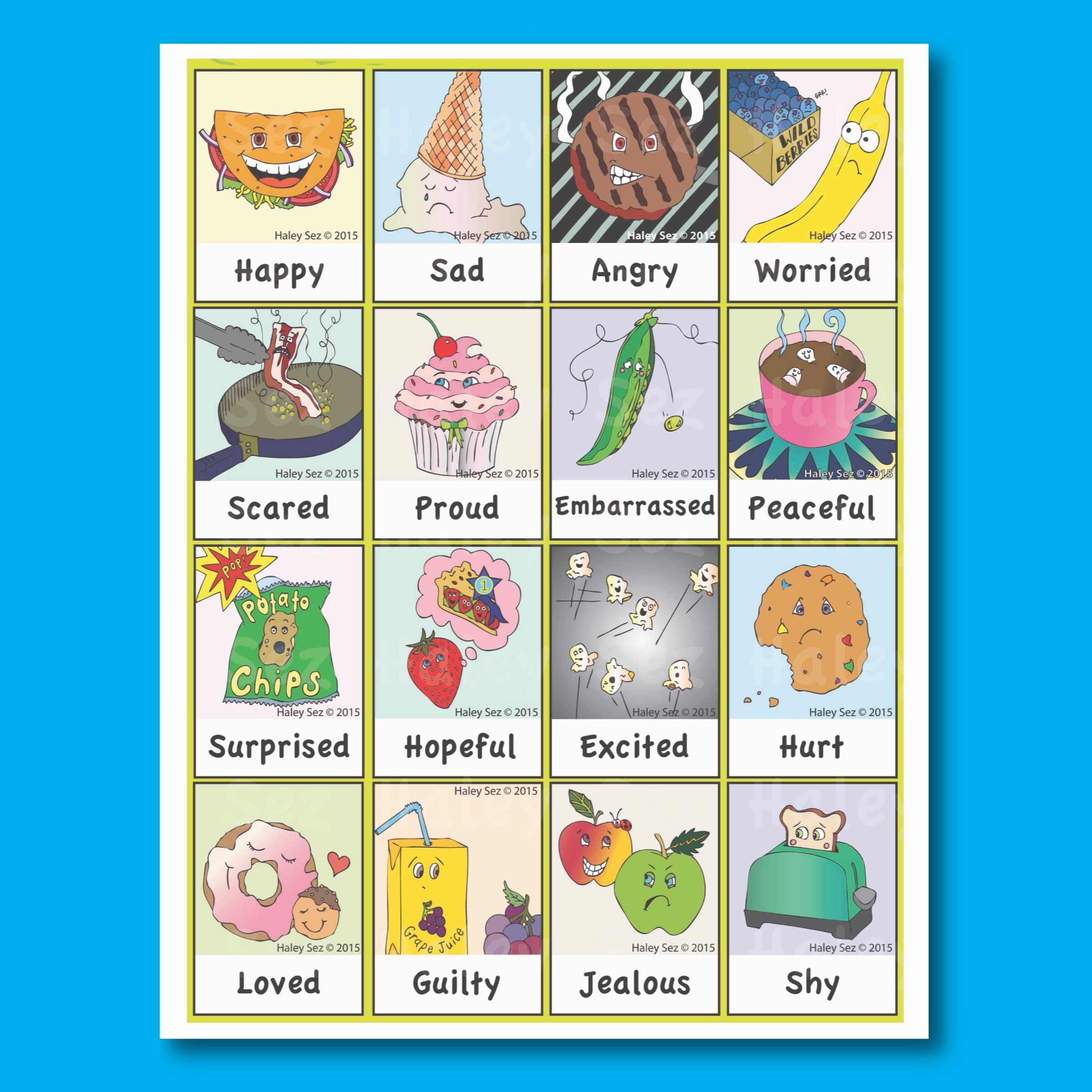 Printable Funny Food Feelings Chart, PDF File, Instant Download - Etsy