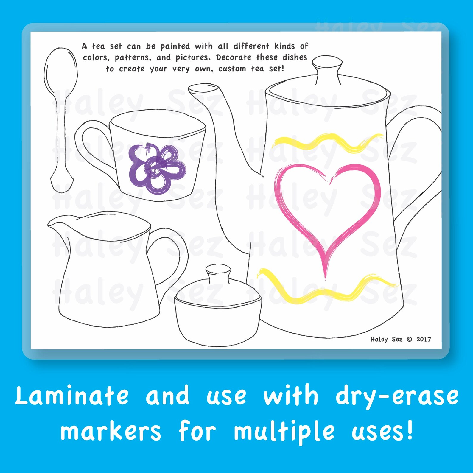 Printable Tea Party Play Mats, Coloring Pages, Activity Sheets, PDF ...