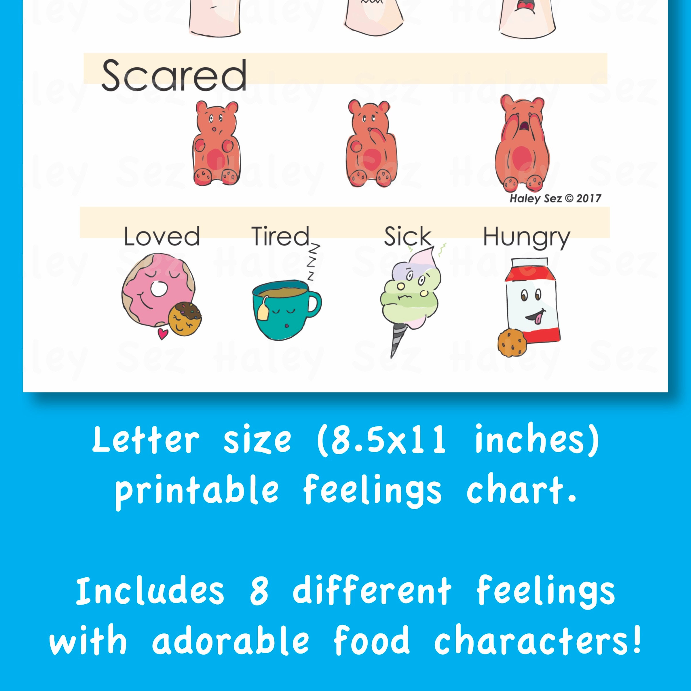 Printable My First Funny Food Feelings Chart, PDF File, Instant ...