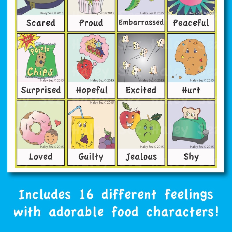 Printable Funny Food Feelings Chart, PDF File, Instant Download - Etsy