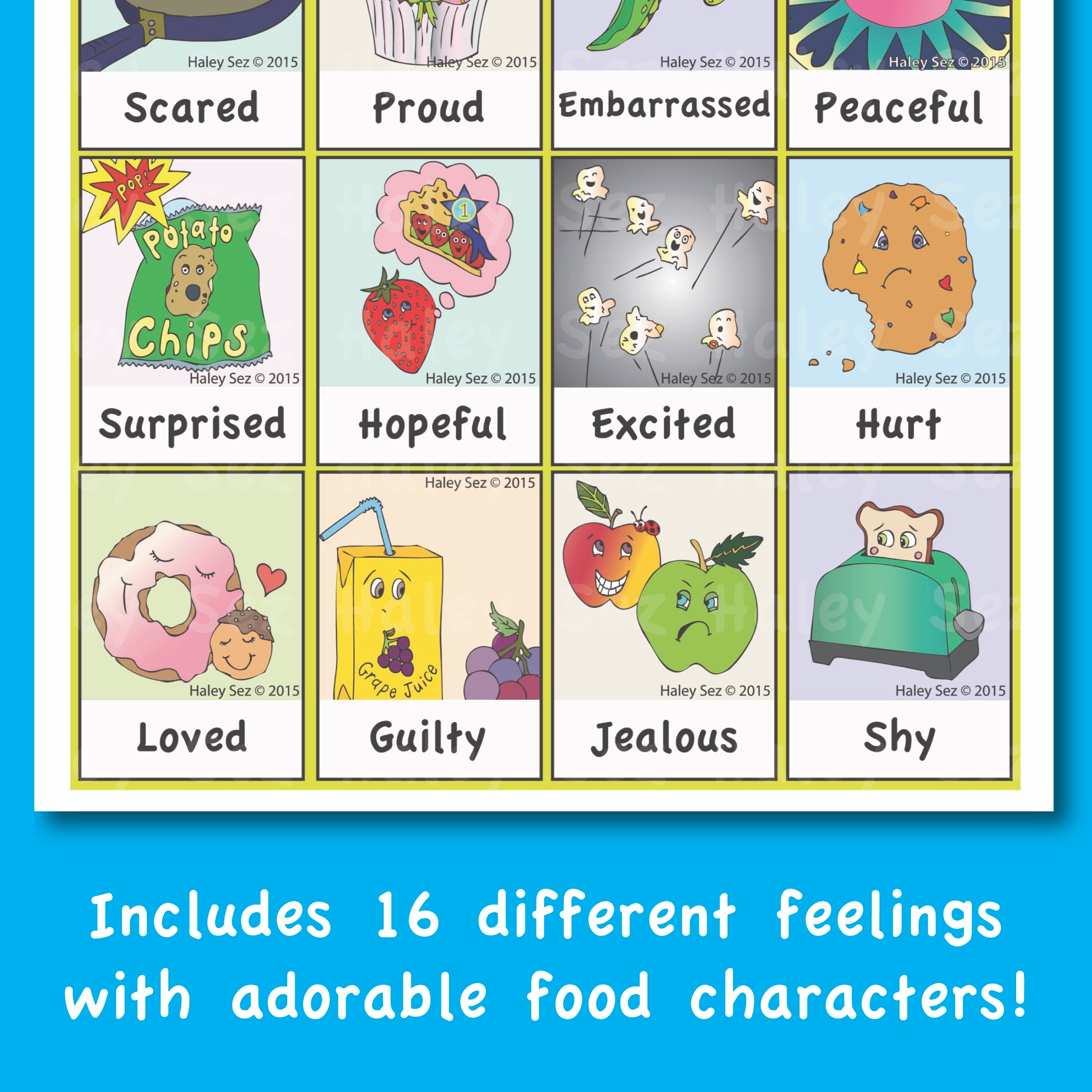 Printable Funny Food Feelings Chart, PDF File, Instant Download - Etsy