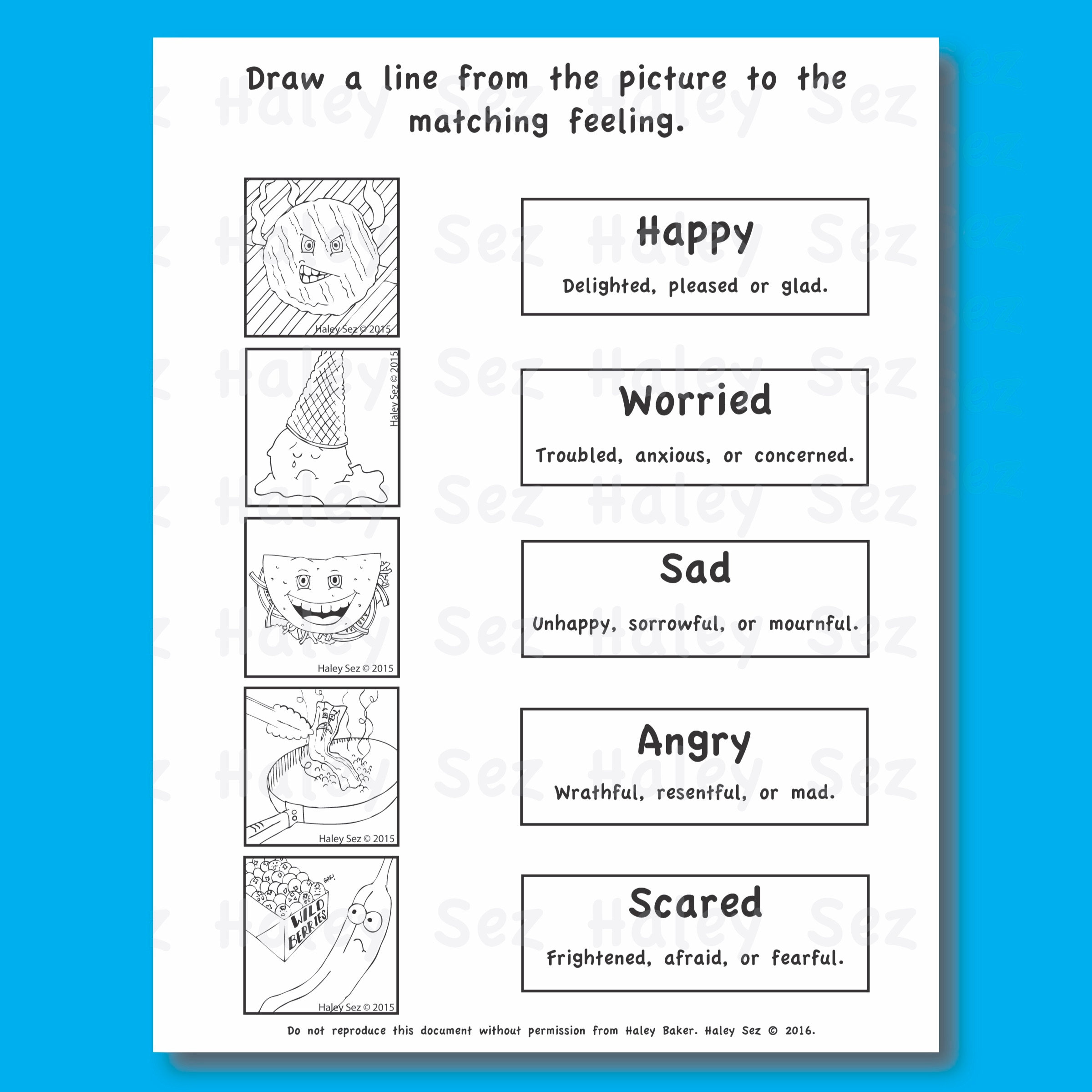Feelings Matching, Drawing, and Self-care Lists Worksheet Pack, Social ...