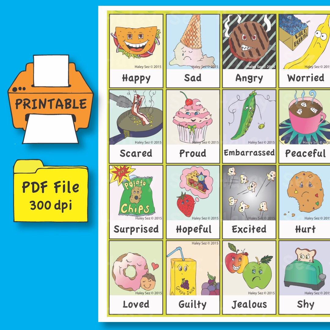 Printable Funny Food Feelings Chart, PDF File, Instant Download - Etsy