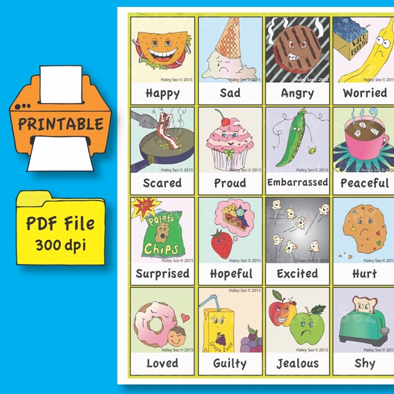 Printable Funny Food Feelings Chart PDF File Instant | Etsy