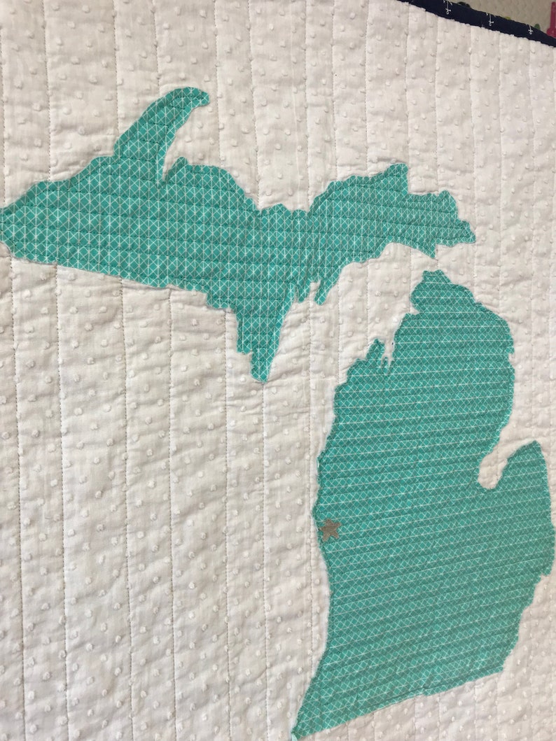 Michigan Quilt Michigan Art Quilt Great Lakes Quilt Modern Art | Etsy