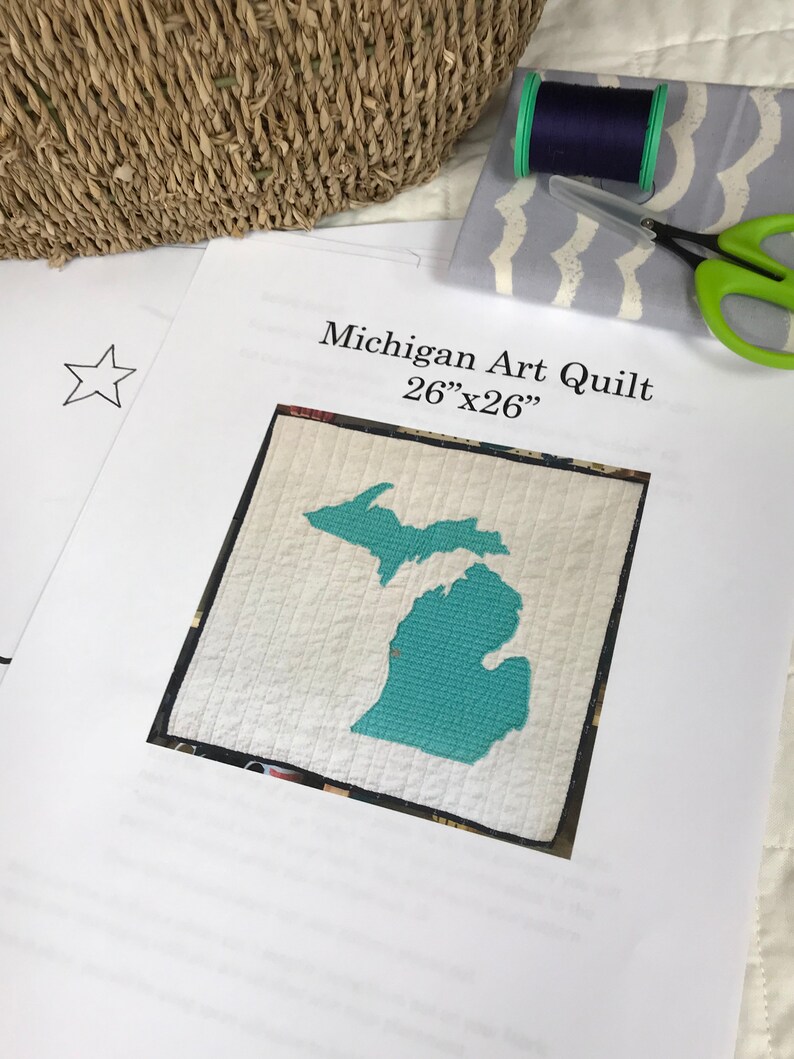 Michigan Quilt Michigan Art Quilt Great Lakes Quilt Modern Art | Etsy