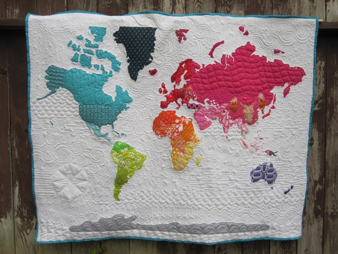 World Map Quilt Pattern/ Small Wall Art World Quilt Pattern Map Quilt ...