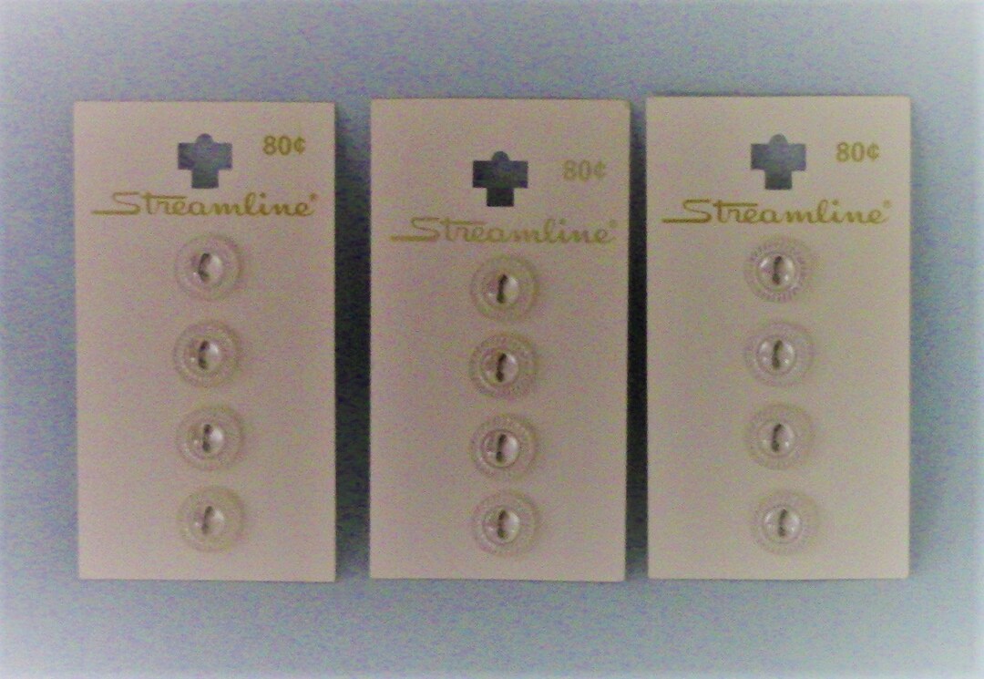Vintage Streamline Flat Plastic Buttons. Pearl Color, Measure ...