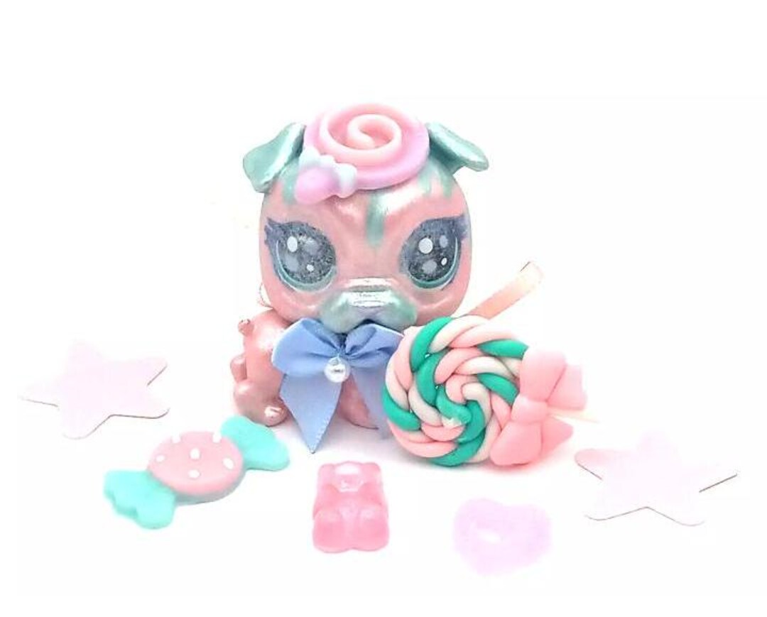 Littlest Pet Shop Custom OOAK Hand Painted Pastel Pearly Pink Pug Dog ...