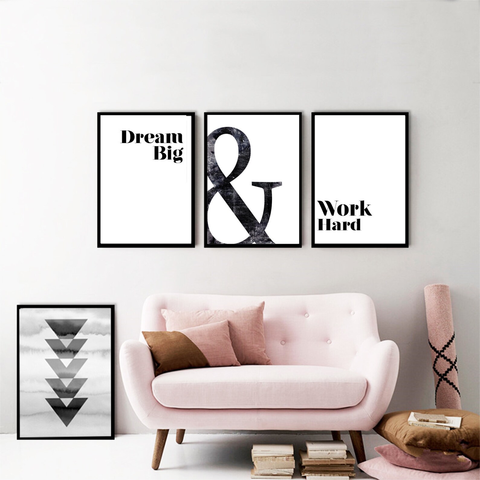 Geometric Wall Art Black and White Triangle Wall Print | Etsy