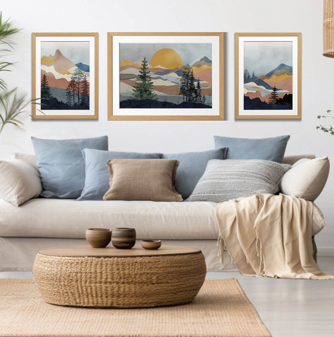 Designer Wall Art, 3 Piece Wall Art Wall Art Prints Set, Mountain Wall ...