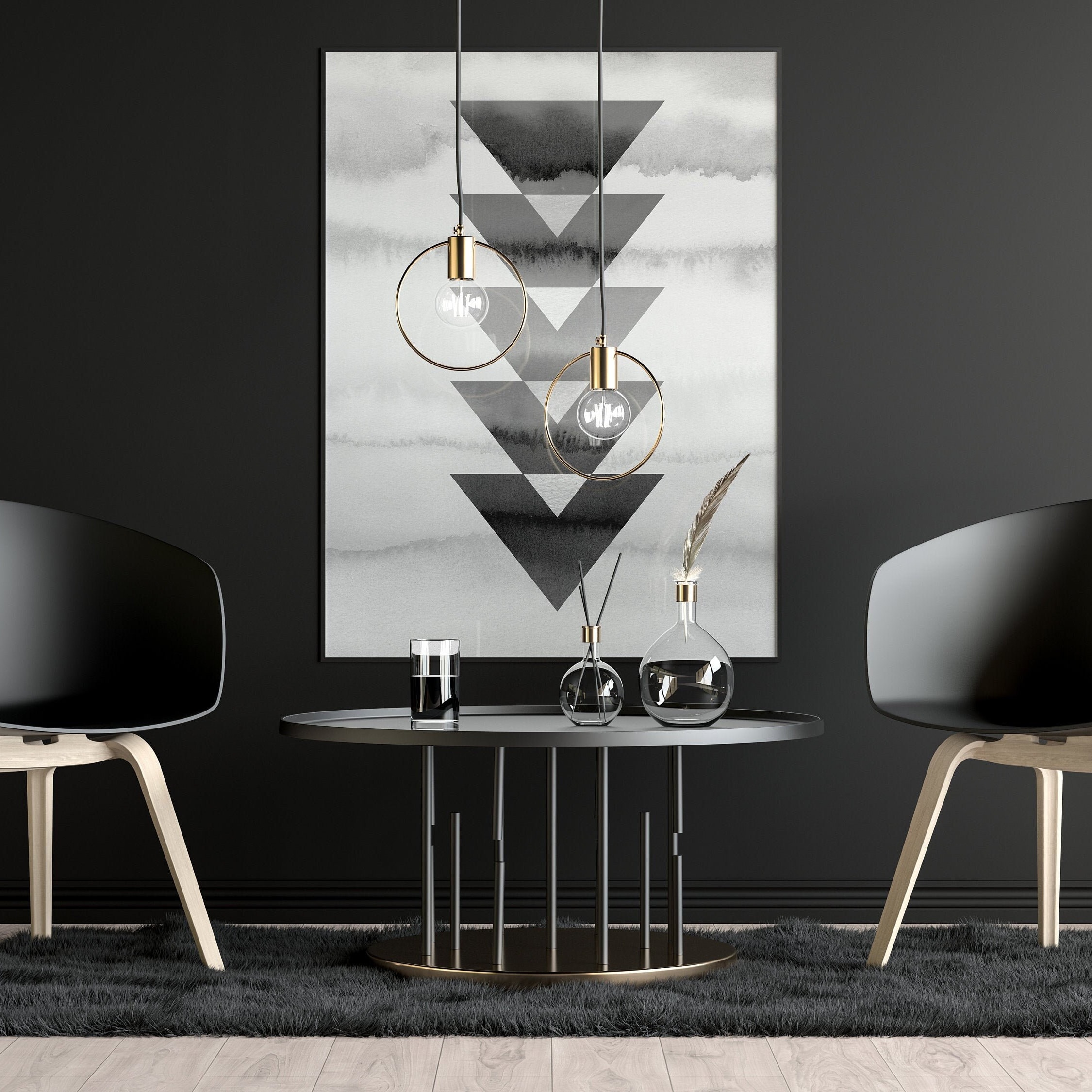 Geometric Wall Art Black and White Triangle Wall Print - Etsy