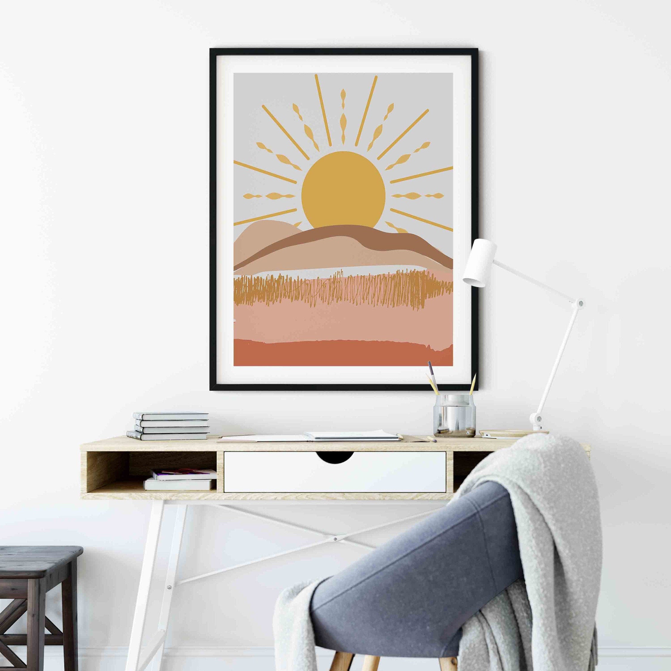 Sun wall art Sun art Prints Rising sun art Sun art prints | Etsy
