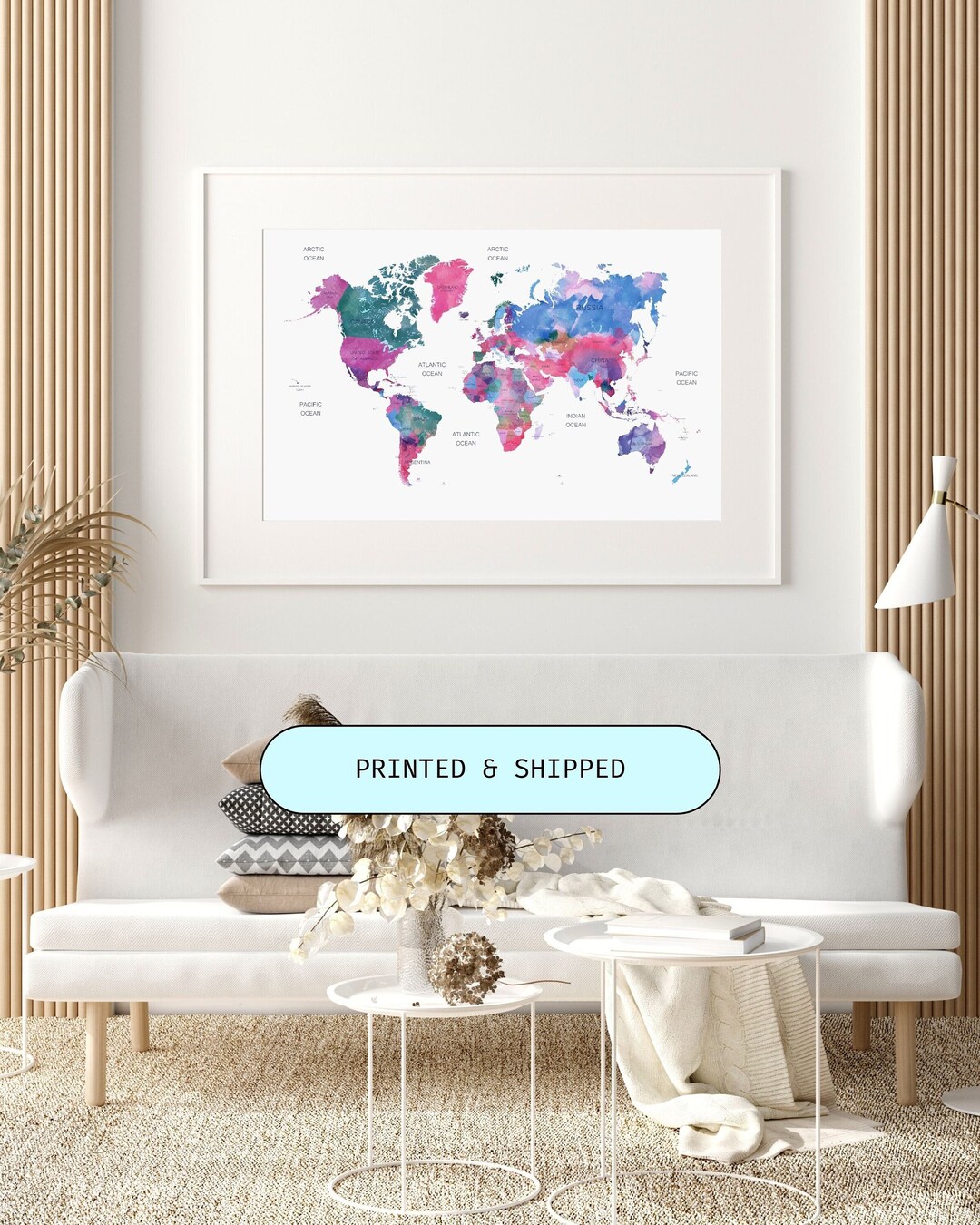 World Map Poster Print Large World Map Wall Art Printed and - Etsy