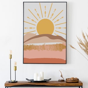Sun Wall Art, Sun Art Prints, Rising Sun Art, Sun Art Prints, Boho ...
