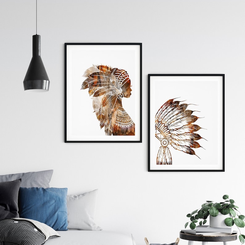 Native Americans Wall Art Native Americans Art Set of 2 Boho - Etsy