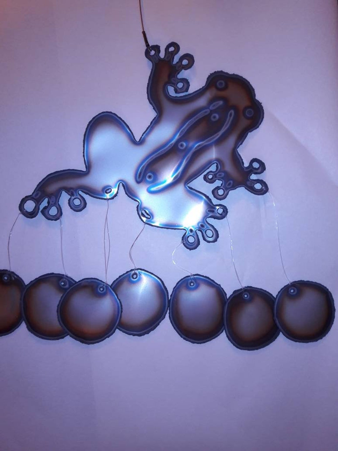 Frog Wind Chime With Circles Cut From Stainless Steel - Etsy