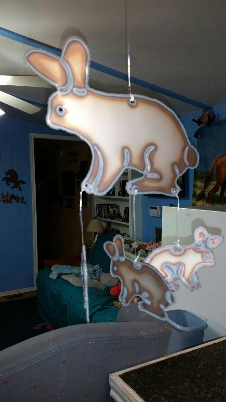 Rabbit Wind Chime With Rabbits Hanging - Etsy