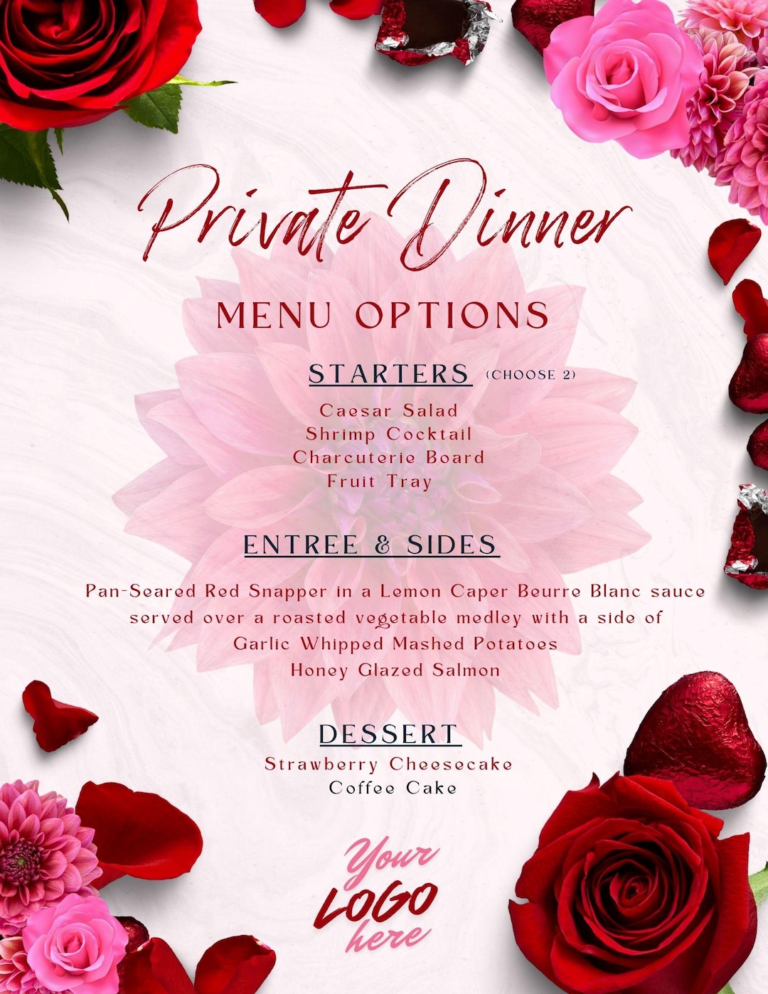 Romantic Dinner Menu (EDITABLE CANVA TEMPLATE) - Etsy