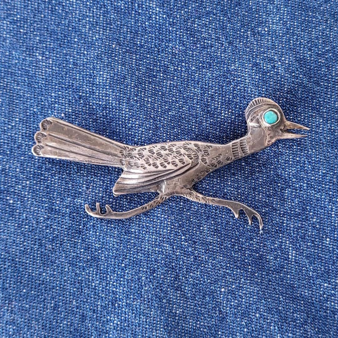 Ralph Tawangyaouma Roadrunner Pin C.1950s, Hopi - Etsy