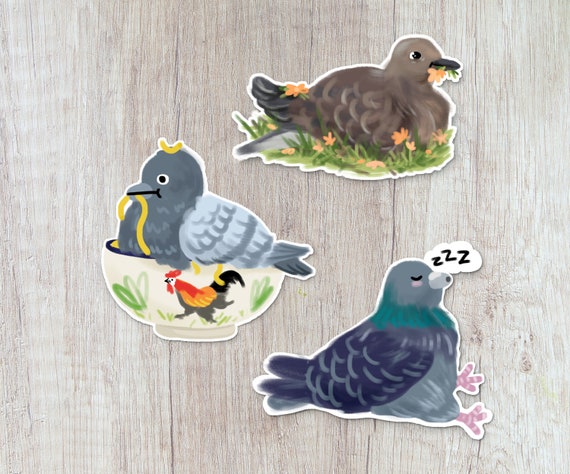 Cute Pigeon bird illustration stickers Pigeon stickers bird | Etsy