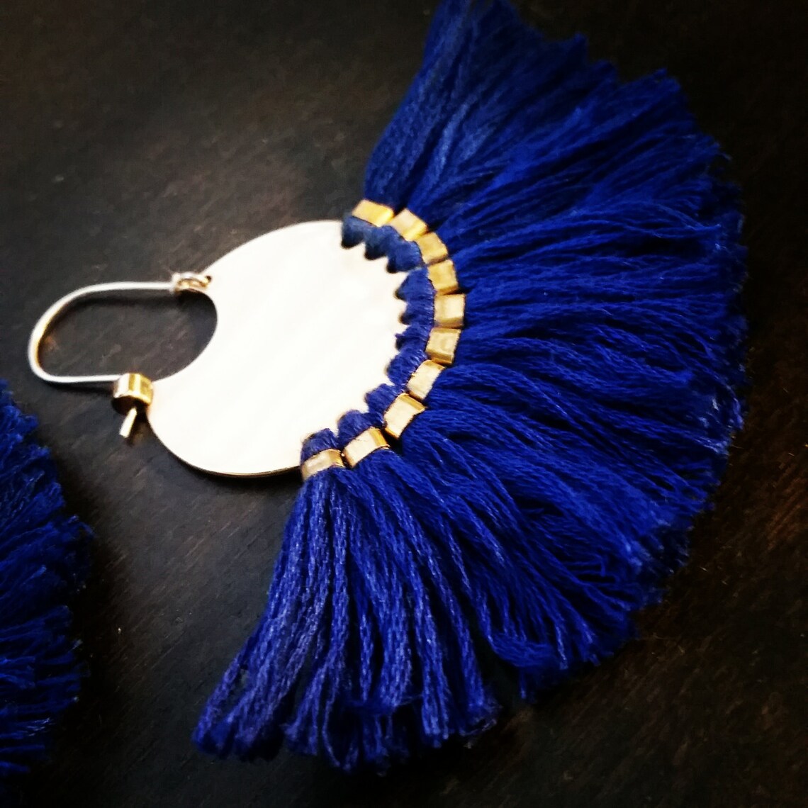 Gorgeous Brass and Blue Fringe Earrings Truly a Statement - Etsy