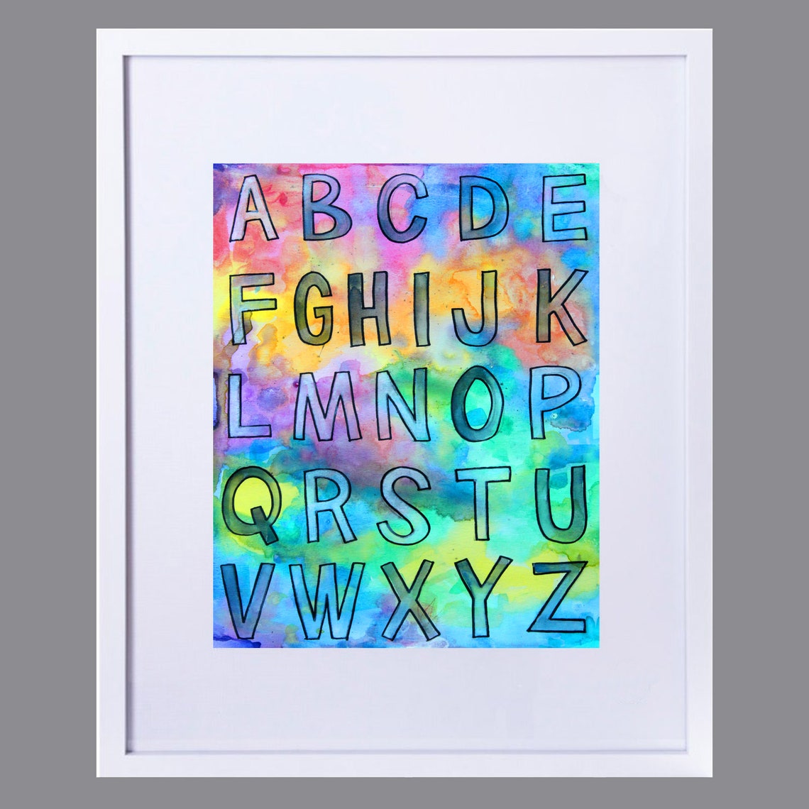 Watercolor Alphabet Print Kids Playroom Decor Kindergarten - Etsy