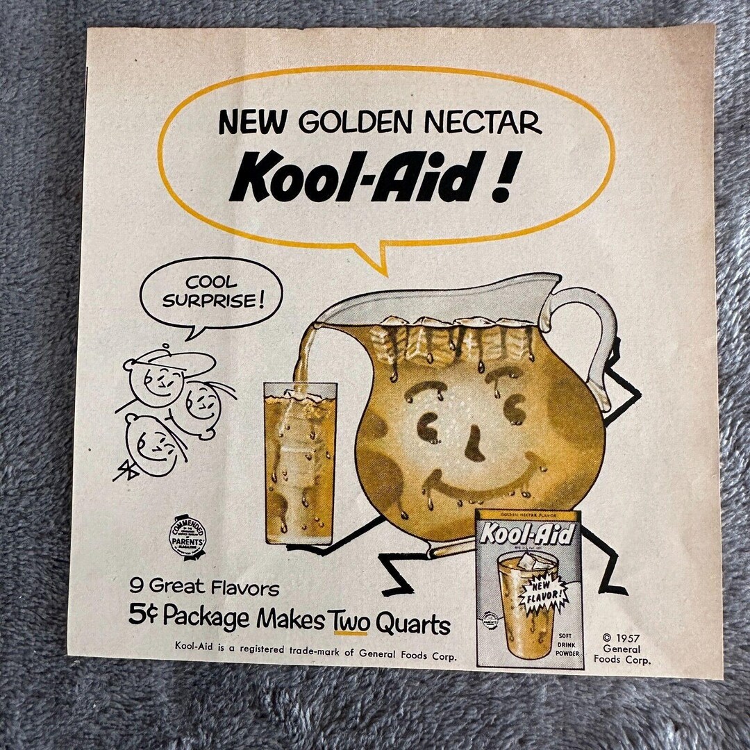 Kool-aid Golden Nectar Flavor Pitcher Man Cool Surprise Drink Print Ad ...
