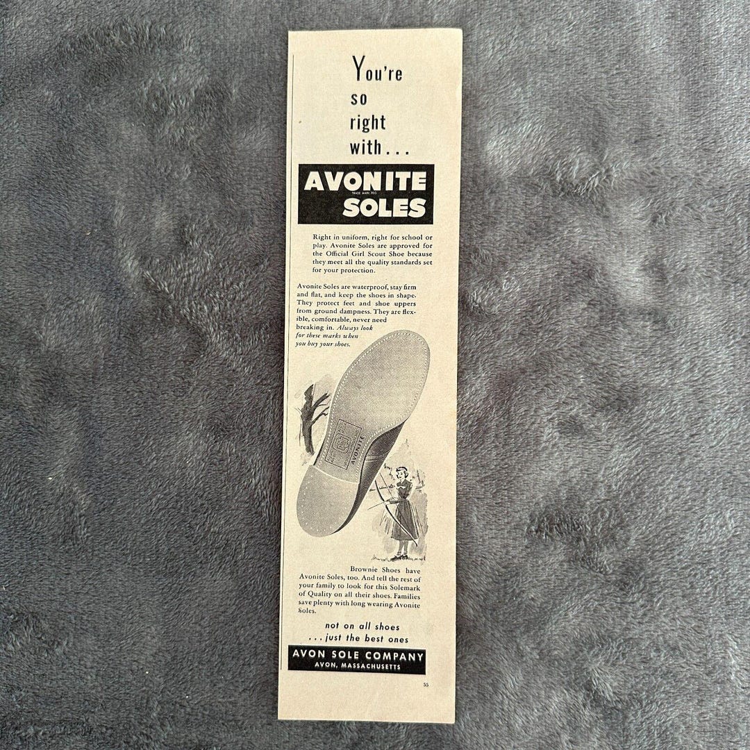 Avonite Soles Girl Scout Shoes Uniform Avon Massachusetts Print Ad 1956 ...