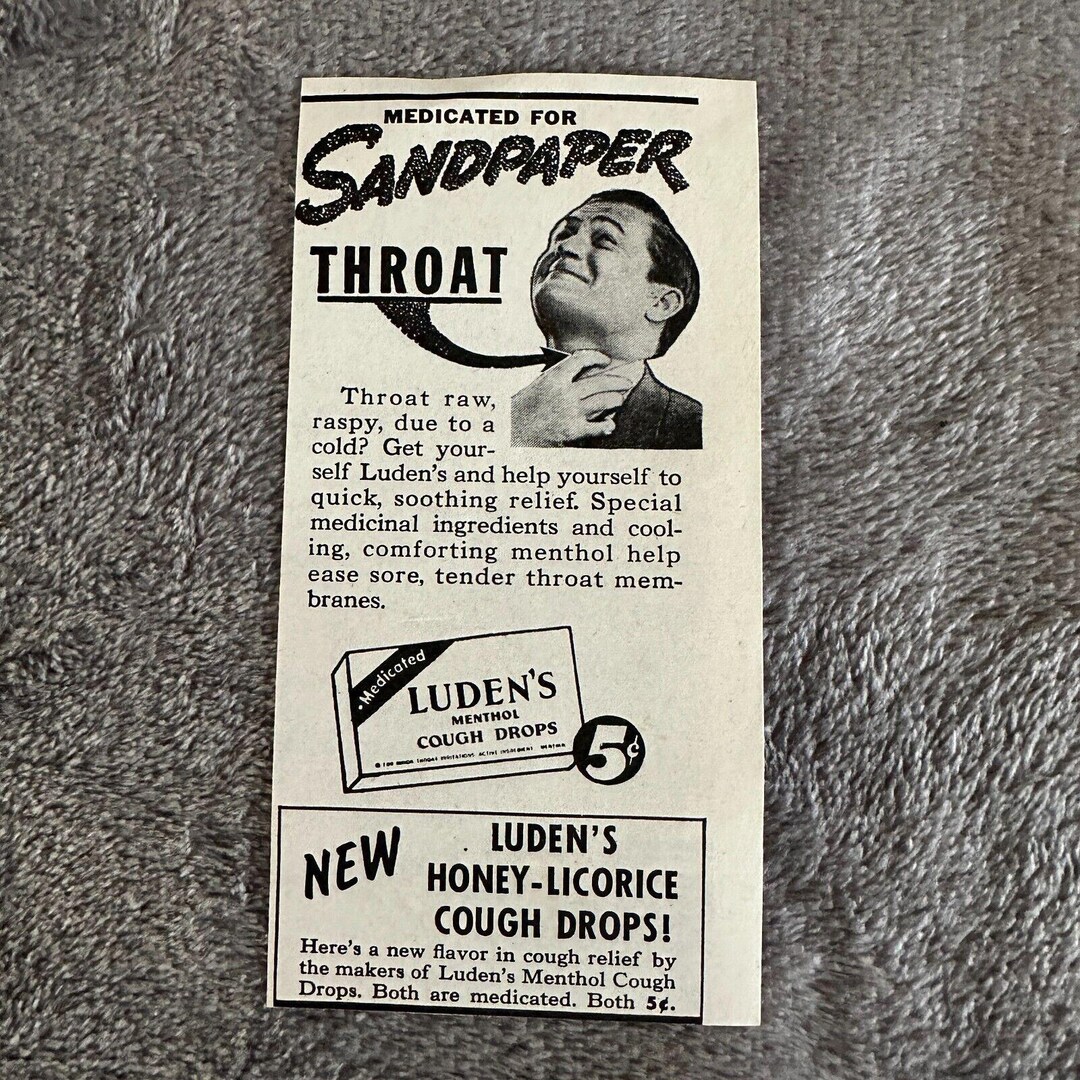 Ludens Cough Drops Honey Licorice Medicated Sandpaper Throat Print Ad ...