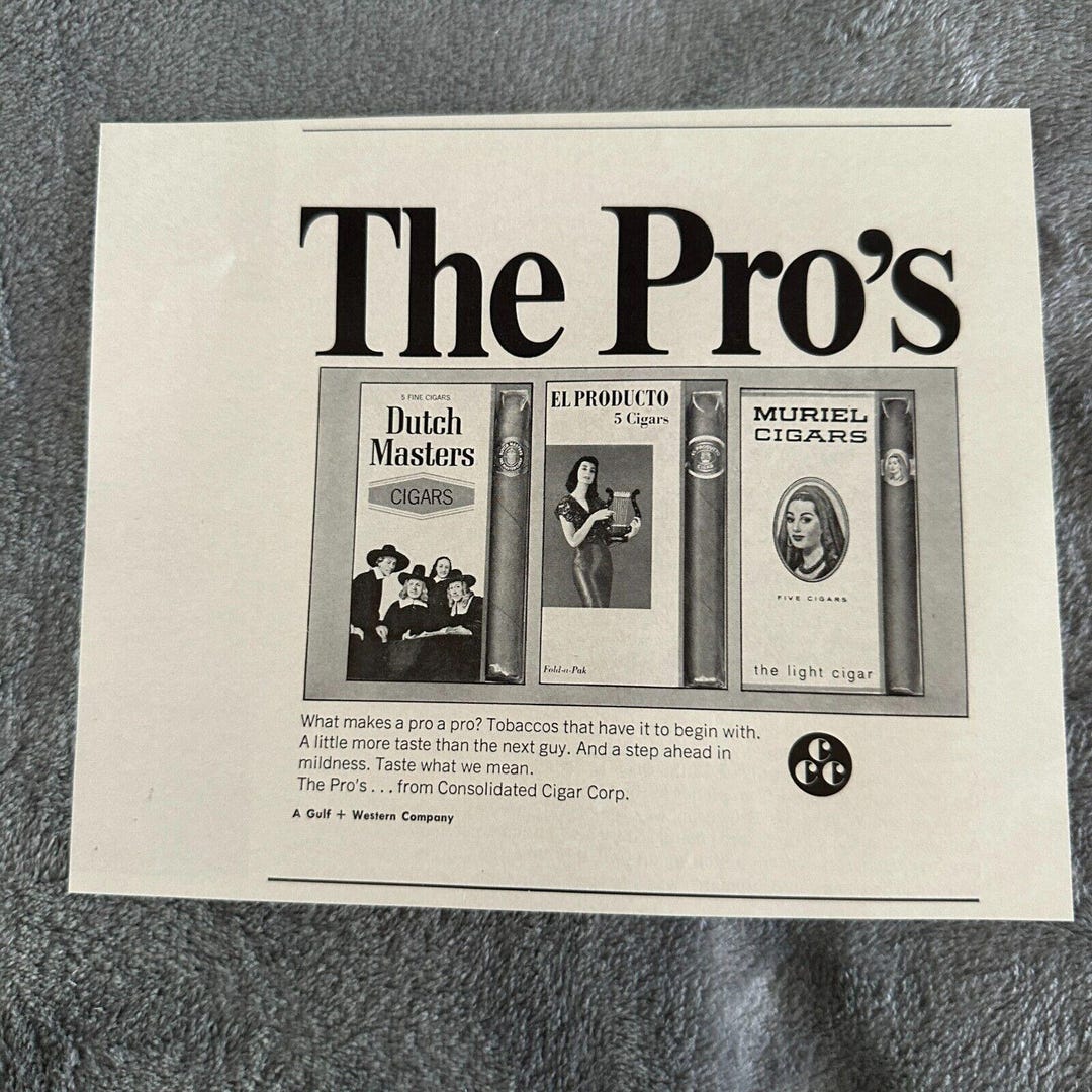 Dutch Masters El Producto Muriel Cigars the Pros CCC Vintage Print Ad ...