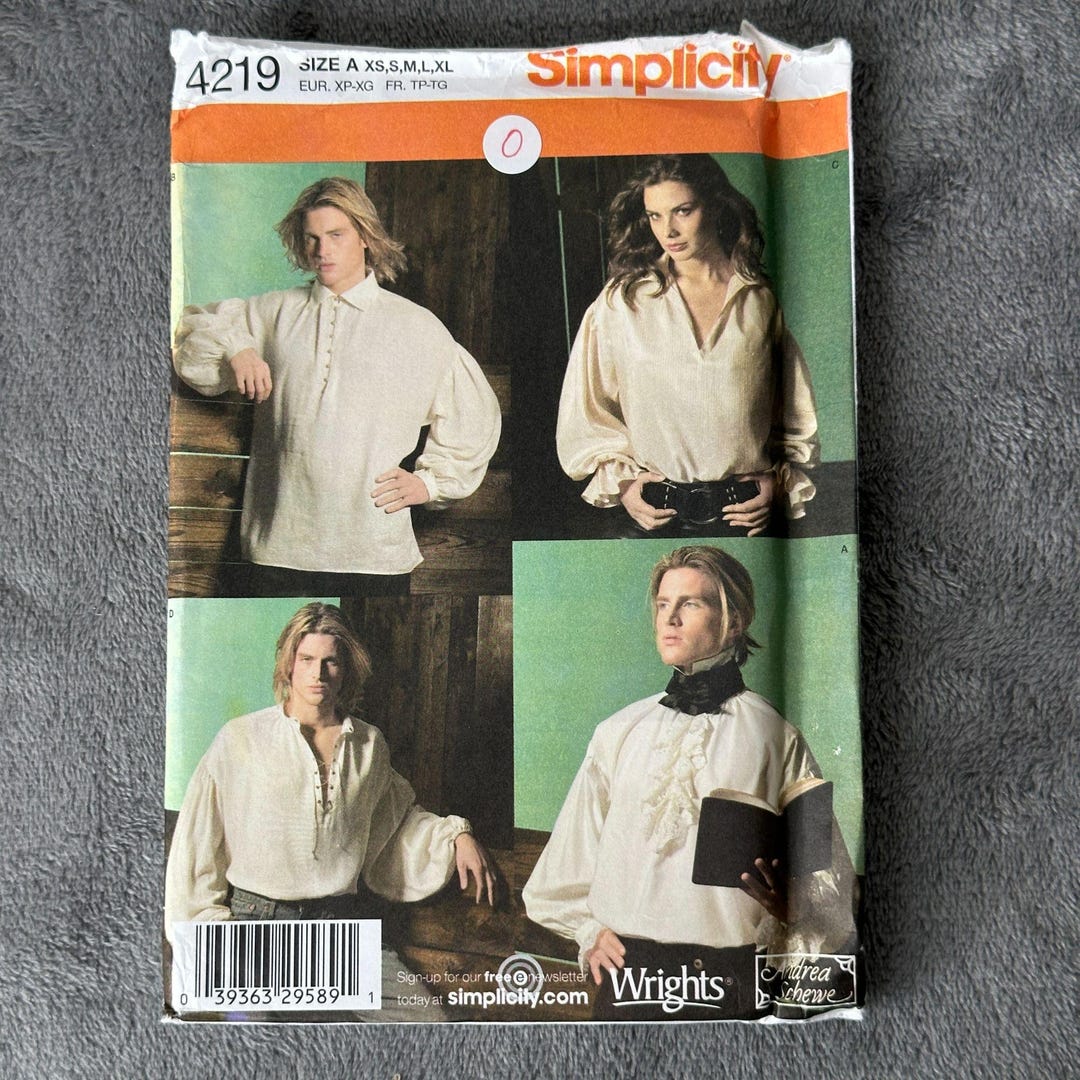 Simplicity 4219 Sewing Pattern Unisex Renaissance Pirate Shirt Costume ...
