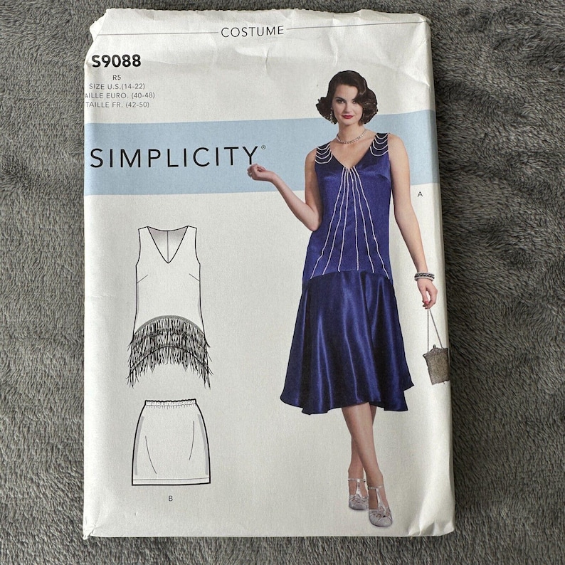 Simplicity S9088 1920s Flapper Dress Pattern Size 14-22 Fringe Costume ...