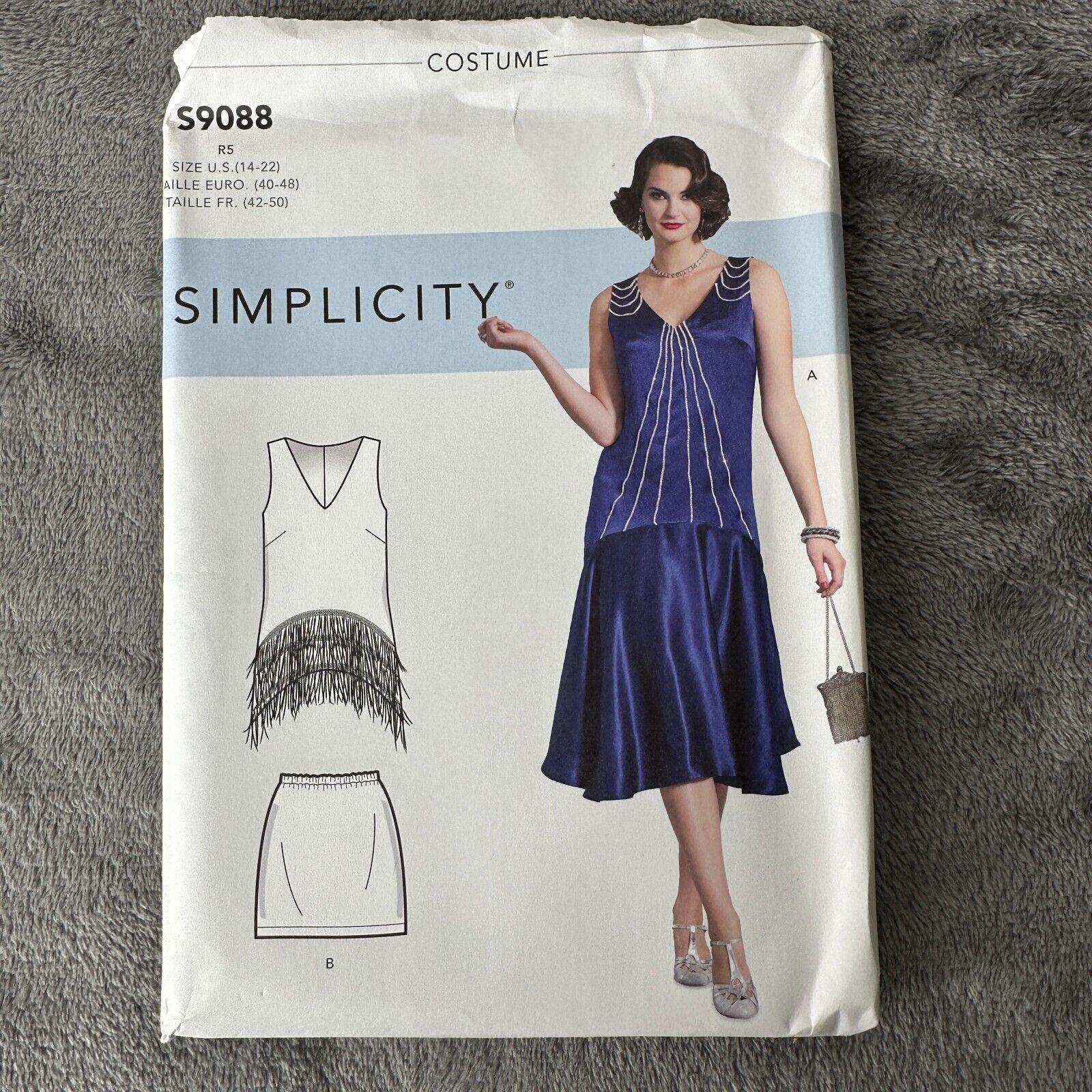 Simplicity S9088 1920s Flapper Dress Pattern Size 14-22 Fringe Costume ...