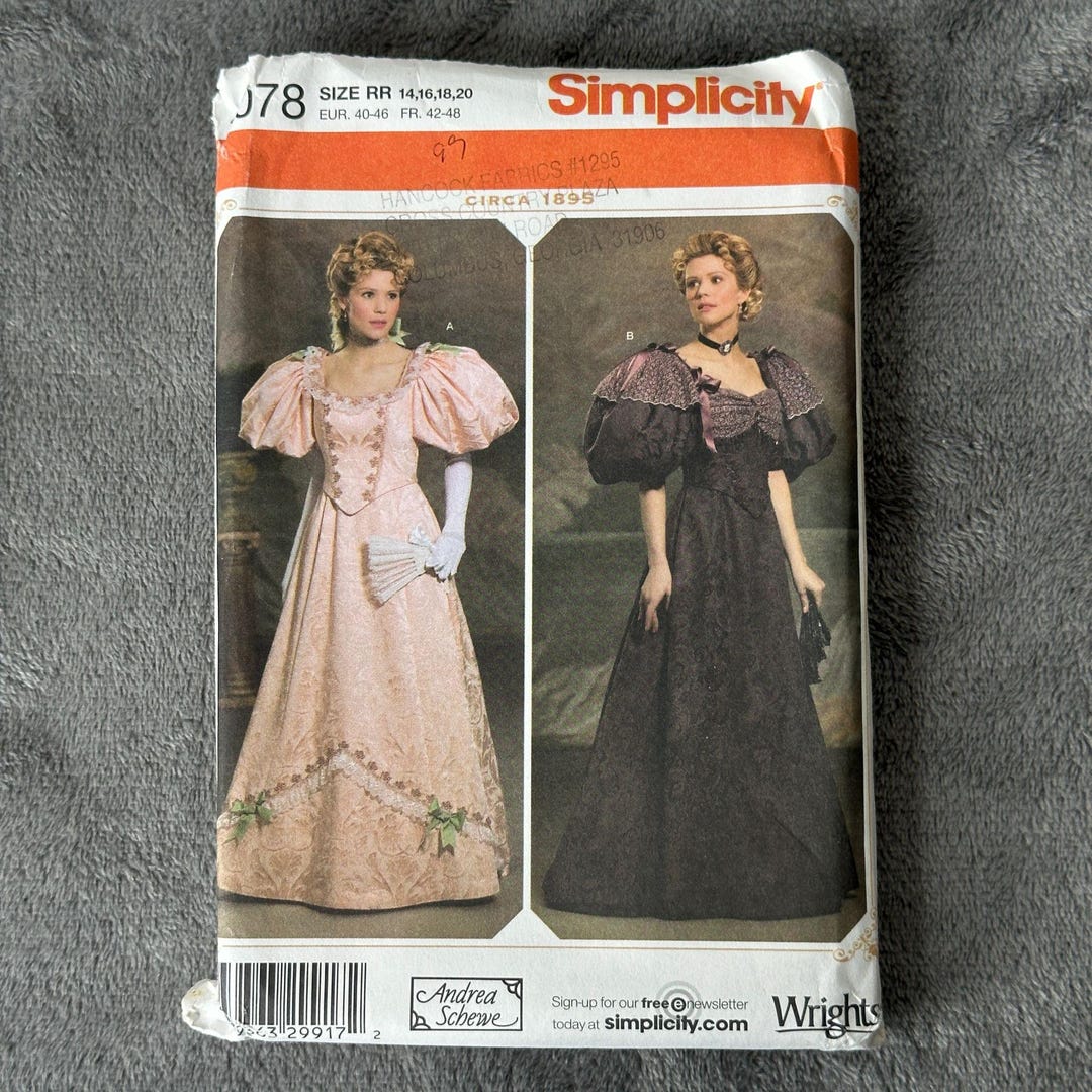 Simplicity 4078 Victorian Edwardian Bridal Dress Sewing Pattern Sz 14 ...