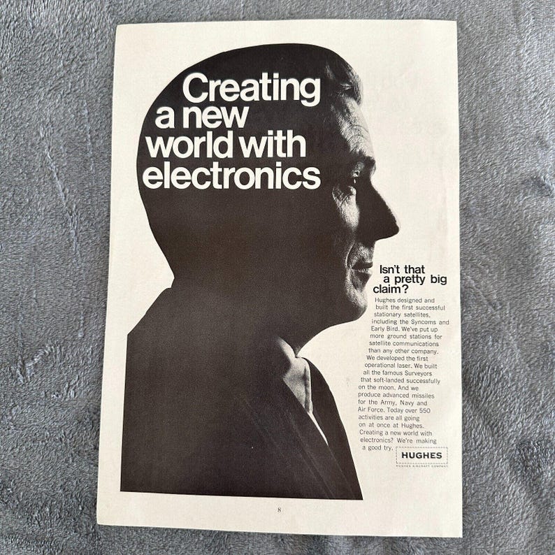 Hughes Aircraft Company Satellites Electronics Missiles Vintage Print ...