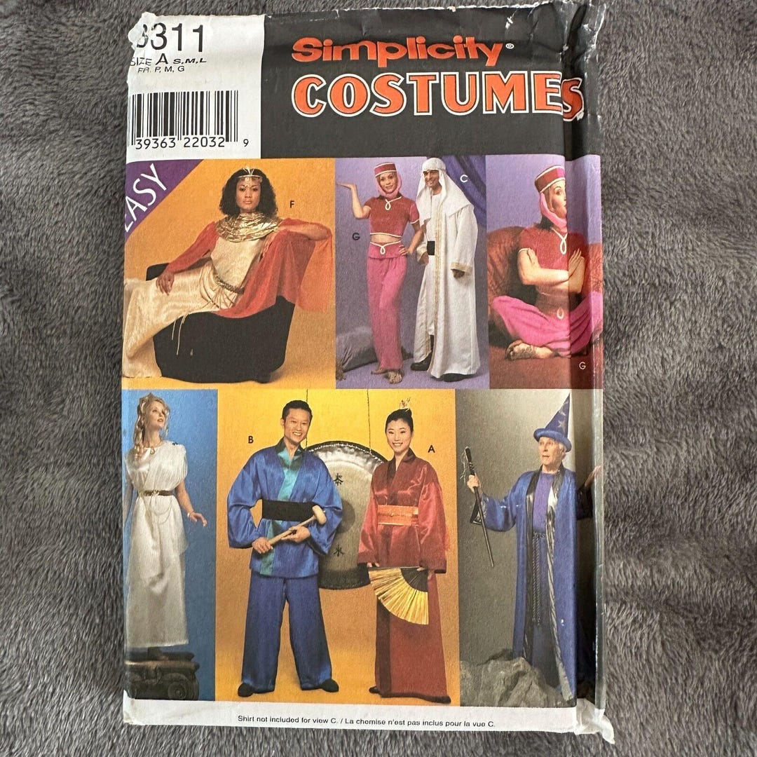 Simplicity 8311 Costume Sewing Pattern Sz S-L Genie Wizard Roman Asian ...