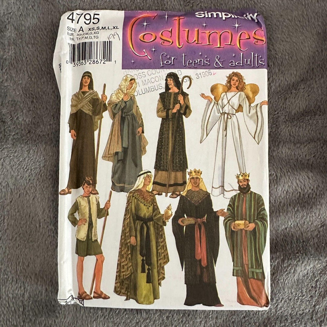 Simplicity 4795 Costume Sewing Pattern Sz XS-XL Christmas Nativity ...