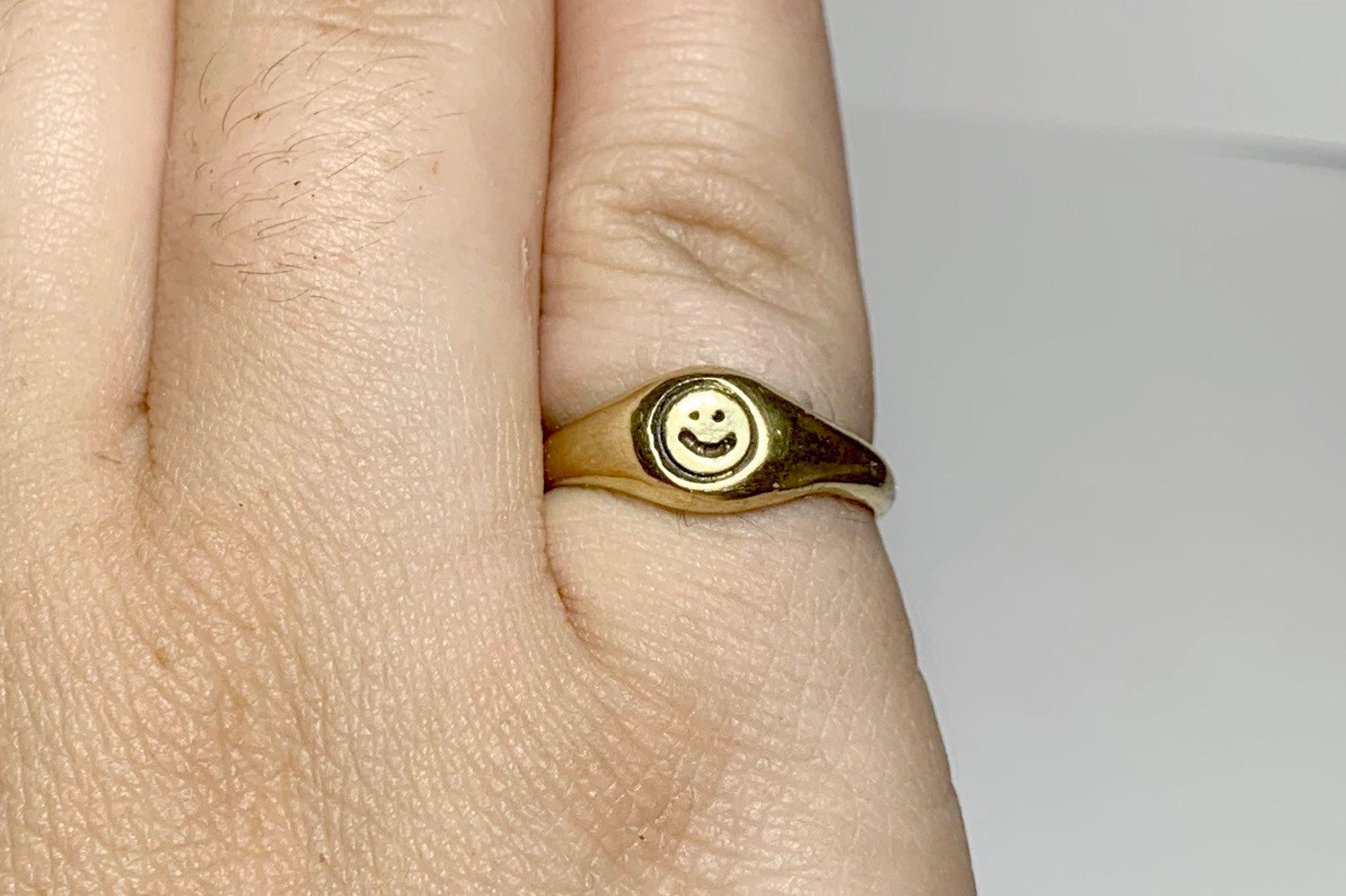 Mini Smiley Signet Ring | Etsy