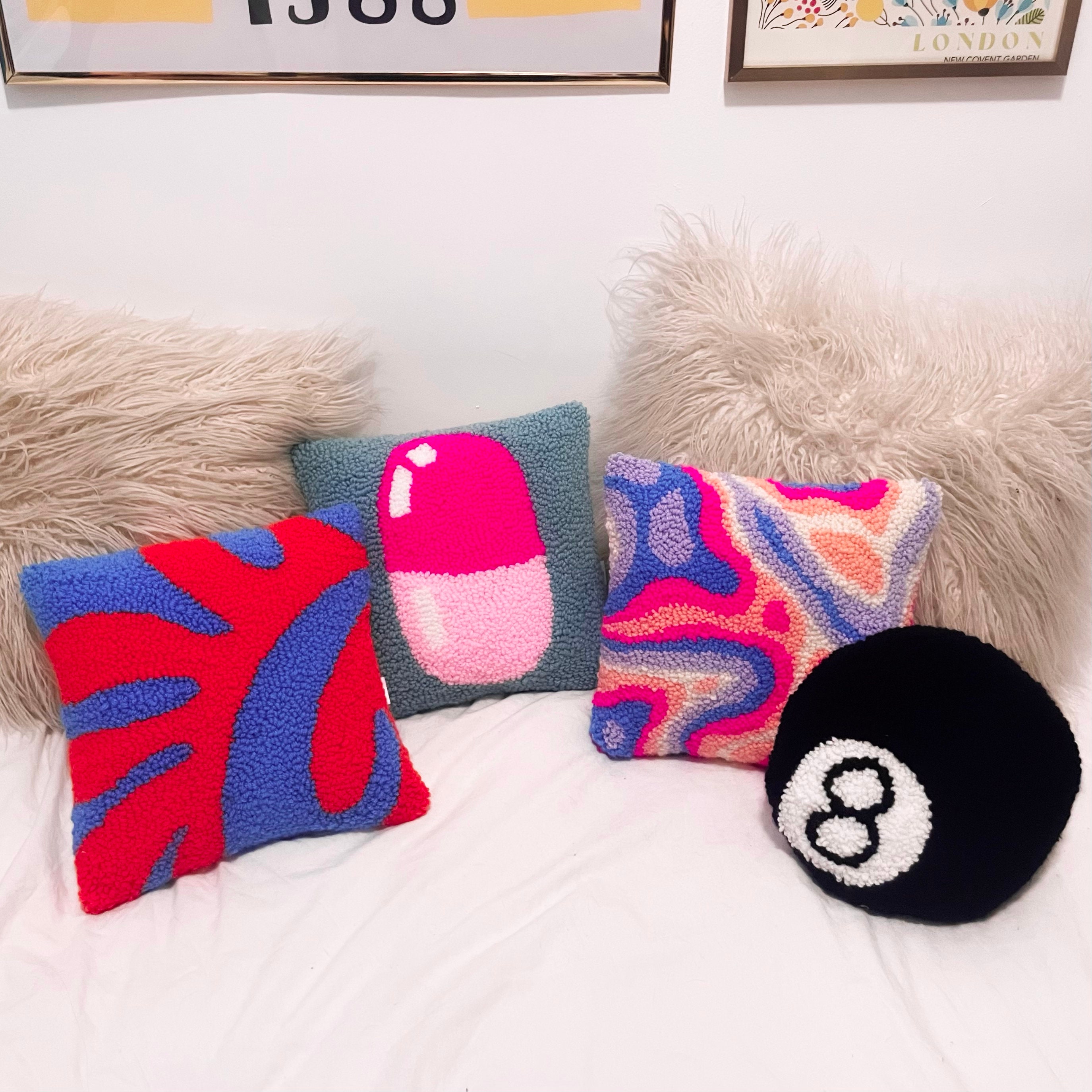 Tufted Abstract Colorful Pillow | Etsy