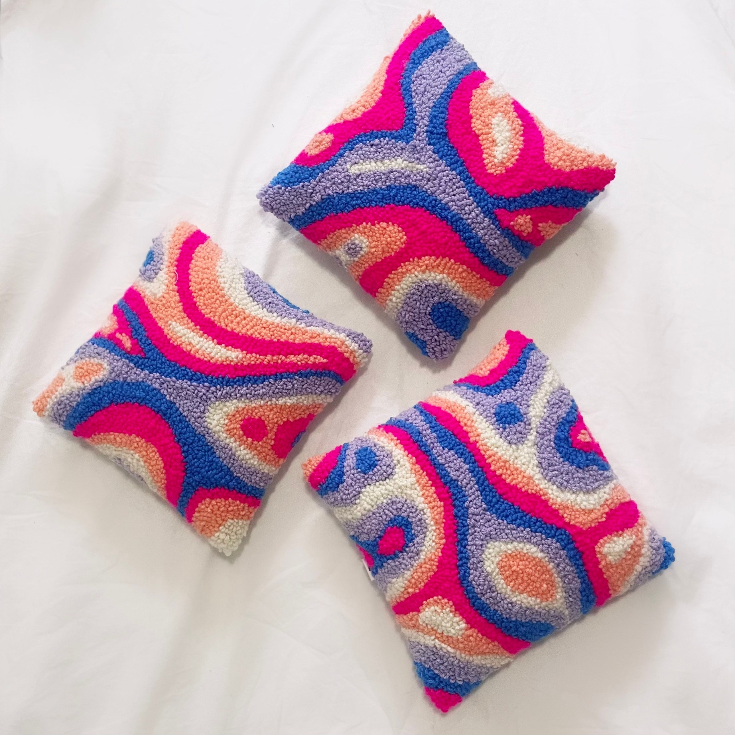 Tufted Abstract Colorful Pillow | Etsy